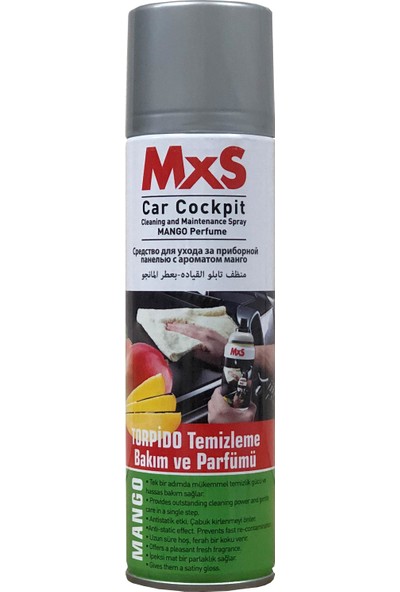 Mxs Oto Parfümlü Araç Torpido Temizleyici Mango Aromalı 220 ml Mxs Oto Parfümlü Araç Torpido Temizleyici Mango Aromalı 220 ml