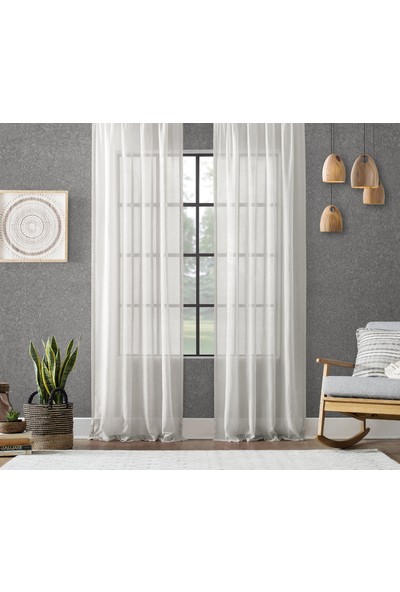 Paria Home Keten Tül Perde Beyaz