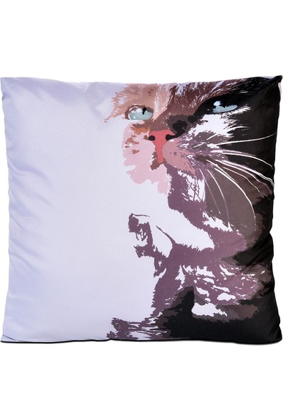 Zümrüt Şaziye Dekoratif Baskılı Bej Kırlent Yastık