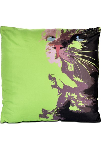 Zümrüt Şaziye Dekoratif Baskılı Yeşil Kırlent Yastık