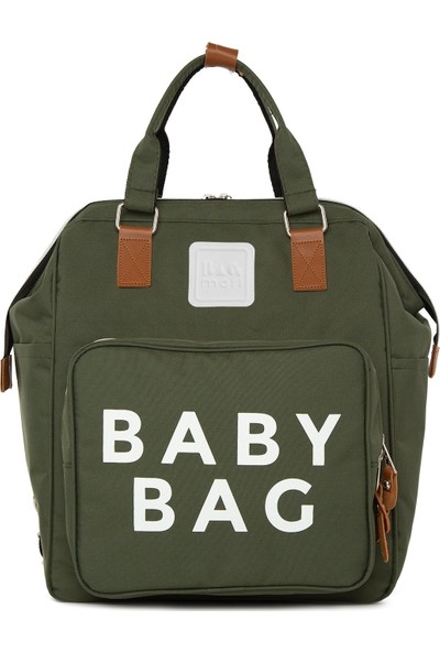 Bagmori Haki Baby Bag Baskılı Cepli Anne Bebek Bakım Sırt Çantası