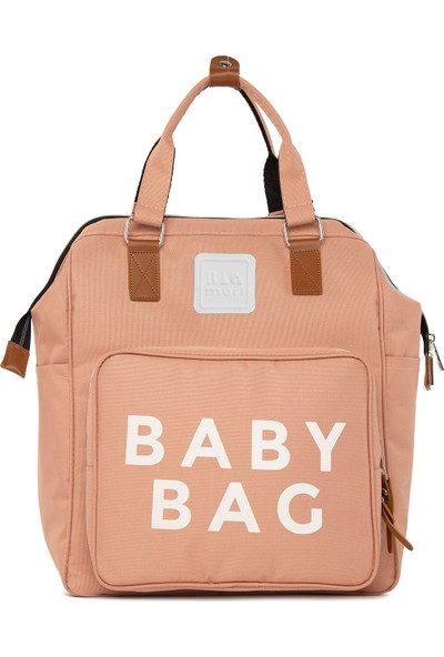 Bagmori Pudra Baby Bag Baskılı Cepli Anne Bebek Bakım Sırt Çantası