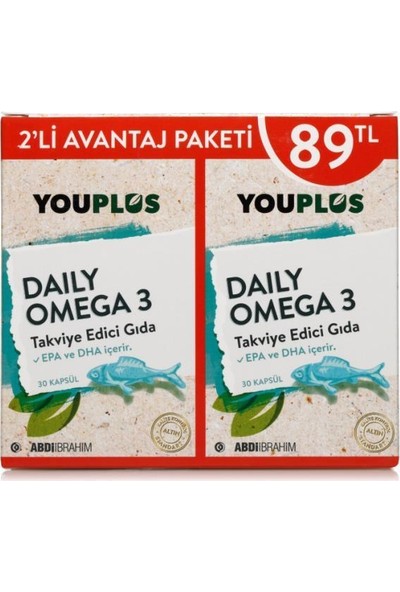 You-Plus Daily Omega 3 30 Kapsül 2'li Paket You-Plus Daily Omega 3 30 Kapsül 2'li Paket