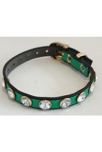Elite Yeşil Tamamen Savaroski Taşlı Rivetli 1 cm Metal Tokalı Kedi Tasması Elite Yeşil Tamamen Savaroski Taşlı Rivetli 1 cm Metal Tokalı Kedi Tasması