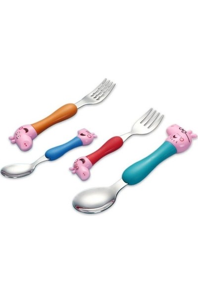 Peppa Pig Figürlü Çocuklar İçin Çatal Kaşık Seti