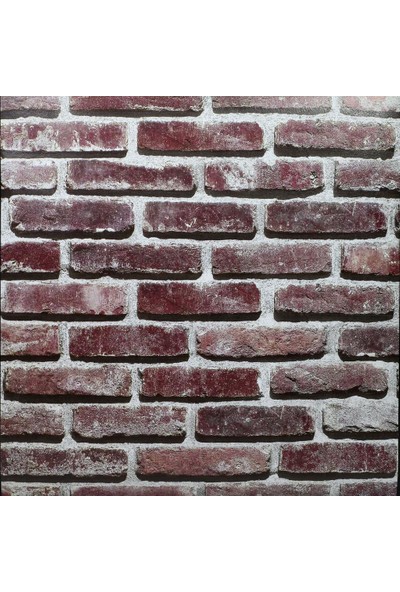 Ecober Bordo Eski Tuğla Taş Desenli Duvar Kağıdı 5.3 M² 2605 Natural Koleksiyon