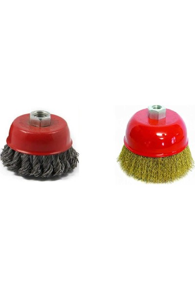 Meşem Çanak Spiral Çelik Tel Fırça Burgu Silindir Çelik Fırça Örgü Çelik 2 Li Set