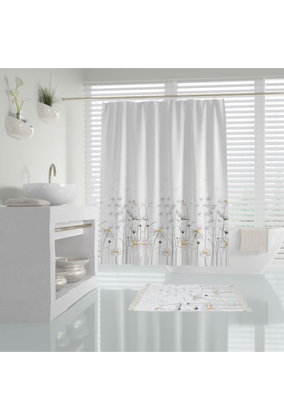 Prado Daisy Banyo Perdesi Duş Perdesi Paspas Takımı