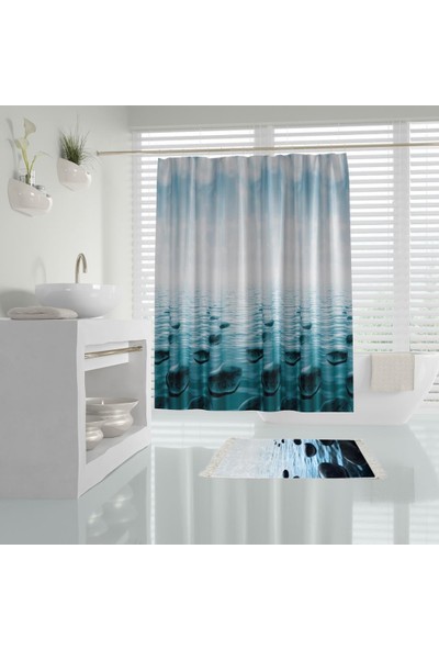 Prado Stone Banyo Perdesi Duş Perdesi Paspas Takımı Prado Stone Banyo Perdesi Duş Perdesi Paspas Takımı