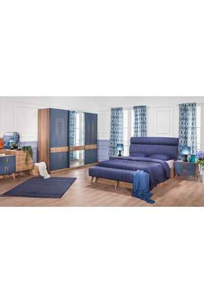 ModaLife Blueline Yatak Odası Takımı (3 Kapaklı Sürgülü)