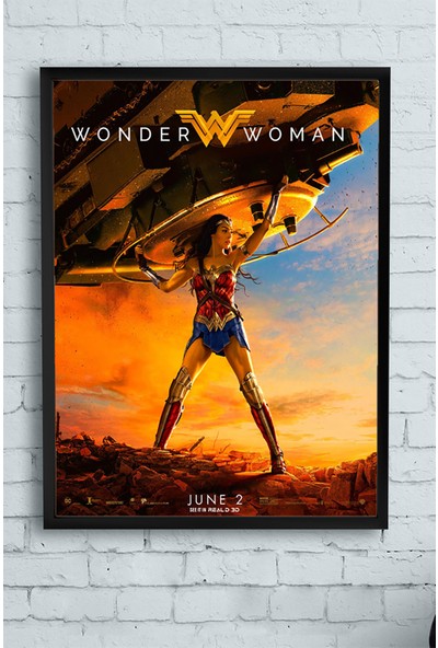 Postermanya Wonder Woman-Harika Kadın Film Afişi Çerçeveli Tablo 6 21 x 30 cm