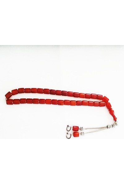 Pigado Ayyıldız Püsküllü Silindir Kesim Sıkma Kehribar Tesbih