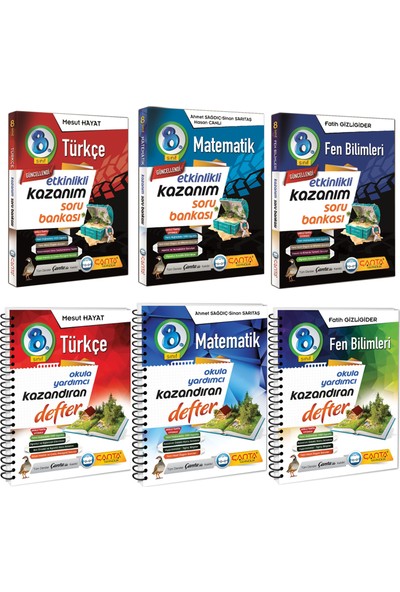Çanta Yayınları 8. Sınıf Kazanım Türkçe Matematik ve Fen Bilimleri Soru Bankası ve Defter Seti