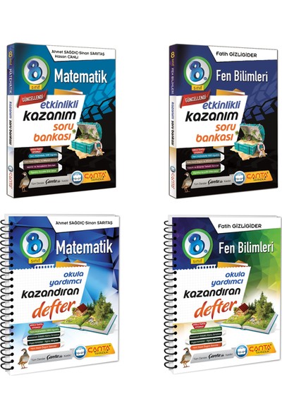 Çanta Yayınları 8. Sınıf Kazanım Matematik ve Fen Bilimleri Soru Bankası ve Defter Seti