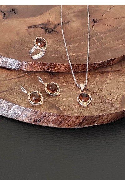 Aykat Otantik Gümüş Takım Sitrin Taşlı Yüzük Küpe Kolye Takımı SET-388 Aykat Otantik Gümüş Takım Sitrin Taşlı Yüzük Küpe Kolye Takımı SET-388