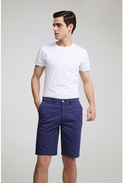 Twn Slim Fit Saks Mavi Düz Şort Twn Slim Fit Saks Mavi Düz Şort
