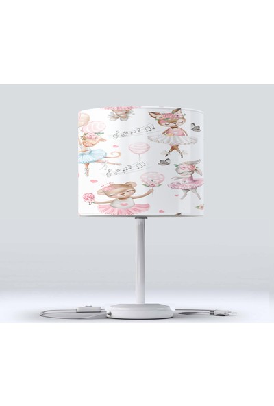 Else Halı Pembe Mavi Sevimli Balerin Hayvanlar Desenli Çocuk Odası Abajur
