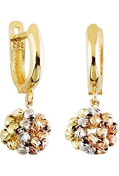 Sembol Gold Sallantılı Altın Dorika Küpe 14K Gold Tricolor Sembol Gold Sallantılı Altın Dorika Küpe 14K Gold Tricolor