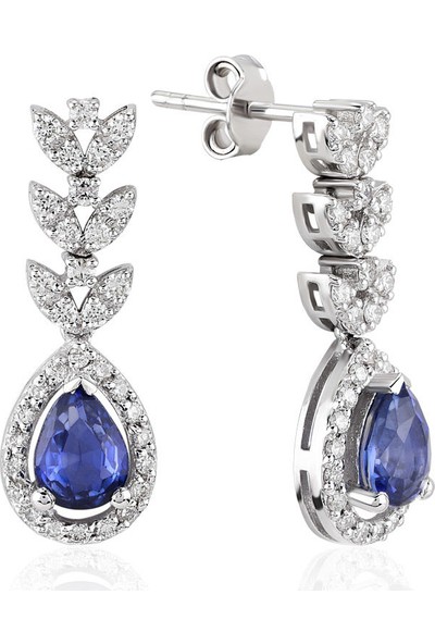 Pırlanta Merkezi 2.37 Ct. Pırlanta Safir Küpe