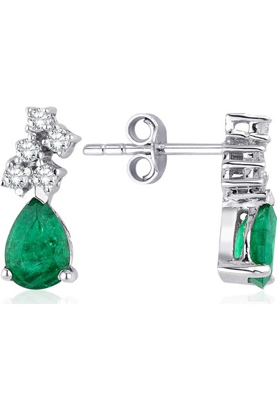 Pırlanta Merkezi 1.30 Ct. Pırlanta Zümrüt Küpe