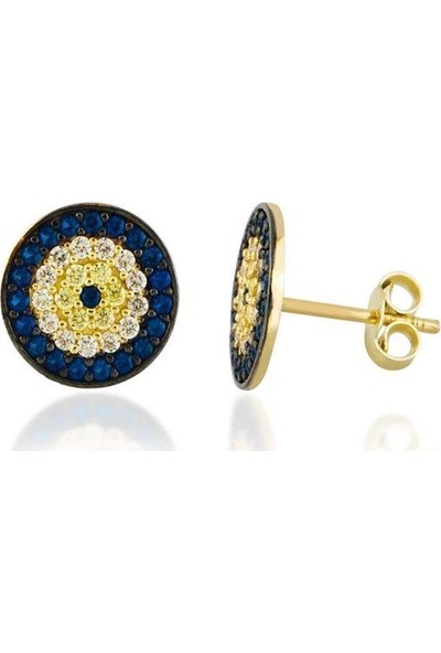 Sembol Gold Nazarlı Altın Küpe Sosyete