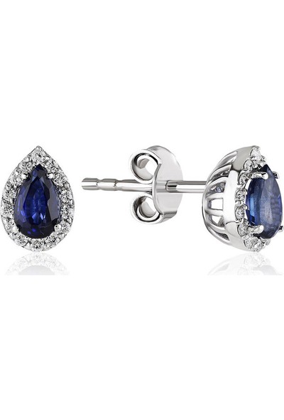 Pırlanta Merkezi 0.88 Ct. Pırlanta Safir Küpe