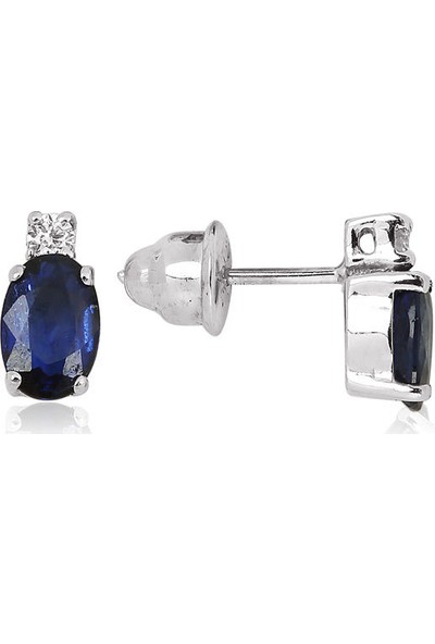 Pırlanta Merkezi 1.11 Ct. Pırlanta Safir Küpe