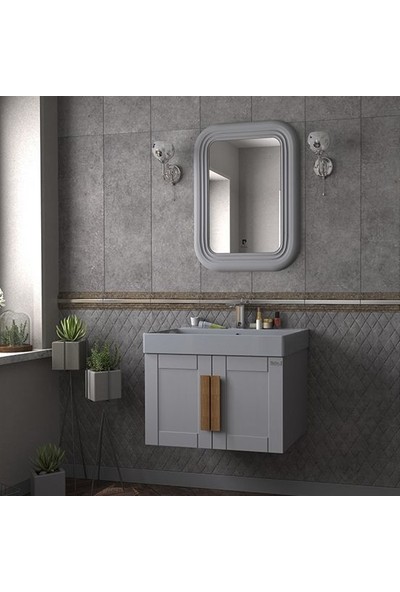 Pierre Cardin Pio 70 cm Matt Anthracite Banyo Dolabı Mat Antrasit Ahşap Kulplu Pierre Cardin Pio 70 cm Matt Anthracite Banyo Dolabı Mat Antrasit Ahşap Kulplu
