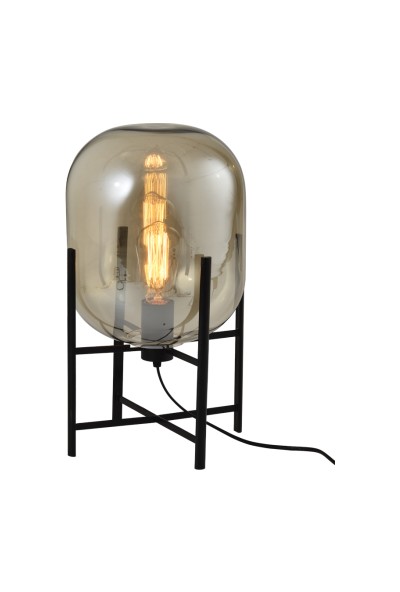 Buar Tasarım Füme Cam Metal Ayak Abajur