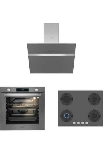 Simfer 80 Lt Xxl Silver Ankastre Set (7383 Fırın + 3652 Ocak + 8612 Davlumbaz) Simfer 80 Lt Xxl Silver Ankastre Set (7383 Fırın + 3652 Ocak + 8612 Davlumbaz)