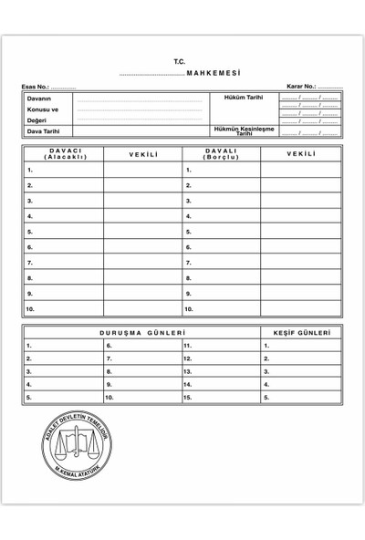 Kaya Mahkeme Dava İcra Avukat Dosyası Beyaz 1. Kalite 50'li Kaya Mahkeme Dava İcra Avukat Dosyası Beyaz 1. Kalite 50'li