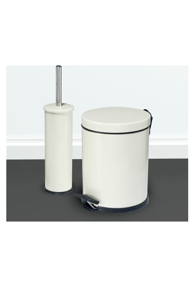Berta Brg BS02 2'li Beyaz Banyo Seti Çöp Kovası Tuvalet Fırçası