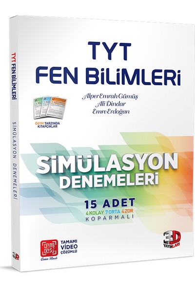 3D Yayınları TYT Fen Bilimleri 15'li Simülasyon Denemeleri Tamamı Video Çözümlü 3D Yayınları TYT Fen Bilimleri 15'li Simülasyon Denemeleri Tamamı Video Çözümlü