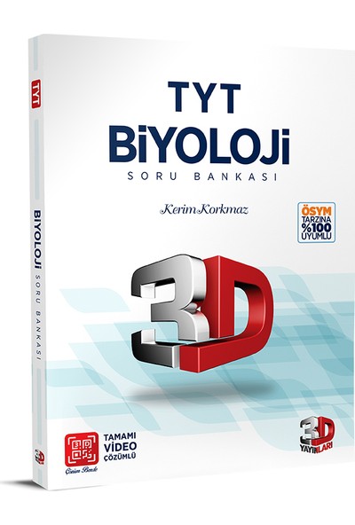 3D Yayınları TYT Biyoloji Soru Bankası Tamamı Video Çözümlü - Kerim Korkmaz