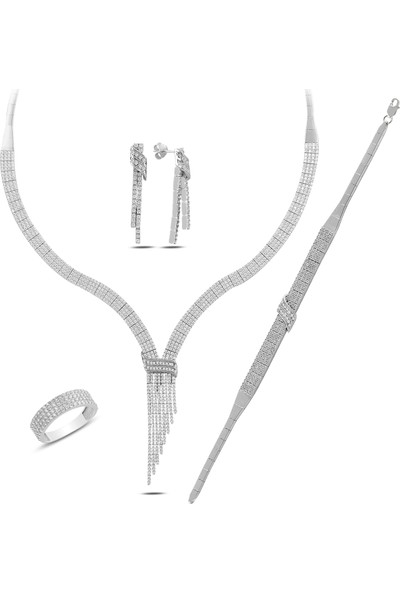 Barış Takı 925 Ayar Gümüş Salkım 4 Sıra Kemer Su Yolu Kadın Düğün Seti Barış Takı 925 Ayar Gümüş Salkım 4 Sıra Kemer Su Yolu Kadın Düğün Seti