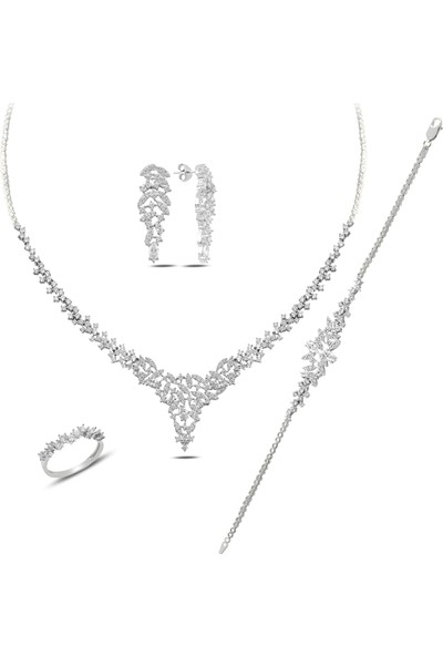 Barış Takı 925 Ayar Gümüş Mekik Pırlanta Montür Su Yolu Kadın Düğün Seti Barış Takı 925 Ayar Gümüş Mekik Pırlanta Montür Su Yolu Kadın Düğün Seti