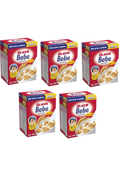 Ülker Bebe Sütlü Bisküvi 800 gr x 5 Adet Ülker Bebe Sütlü Bisküvi 800 gr x 5 Adet