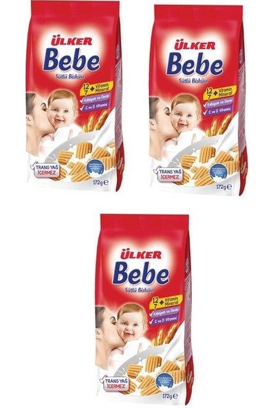 Ülker Bebe Sütlü Bisküvisi 172 gr x 3 Adet