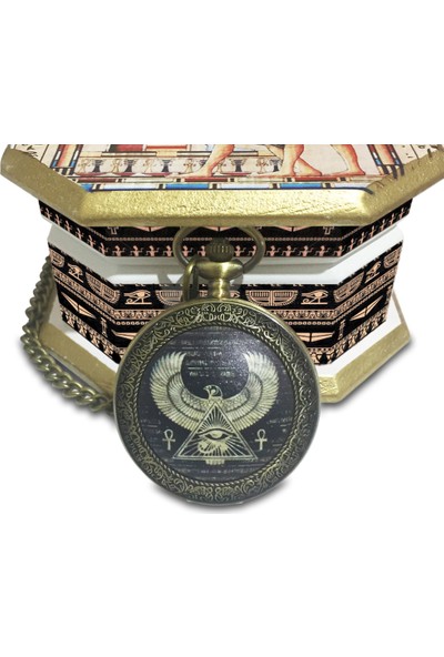 Kuzey Caddesi Antik Mısır Horus Cep Saati Kişiye Özel Köstekli Cep Saati 514