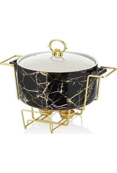 Lucca Home Black & Gold 30,5 cm Yuvarlak Servis Tenceresi