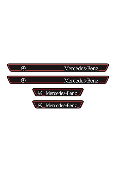 Ömr Dizayn Hediye Mercedes Benz Logolu 4'lü Kapı Eşiği Oto Aksesuar Kırmızı Ömr Dizayn Hediye Mercedes Benz Logolu 4'lü Kapı Eşiği Oto Aksesuar Kırmızı