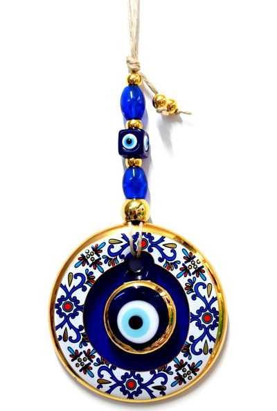 Mixperi Çini Desenli Nazar Boncuklu Duvar Süsü Cam El Işçiliği