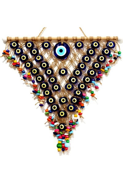 Mixperi 41 Adet Cam Nazar Boncuklu Üçgen Kapı ve Duvar Süsü