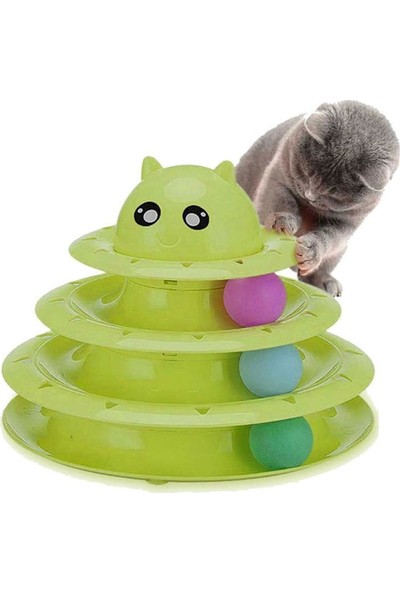 Zubizubi 3 Katlı Kedi Top Kovalama Oyuncağı Kedi Oyun Kalesi Top Oyunu Seti Yeşil Zubizubi 3 Katlı Kedi Top Kovalama Oyuncağı Kedi Oyun Kalesi Top Oyunu Seti Yeşil