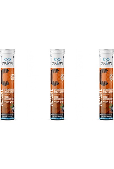 Zade Vital C Vitamini Efervesan 20 Tablet 3'lü