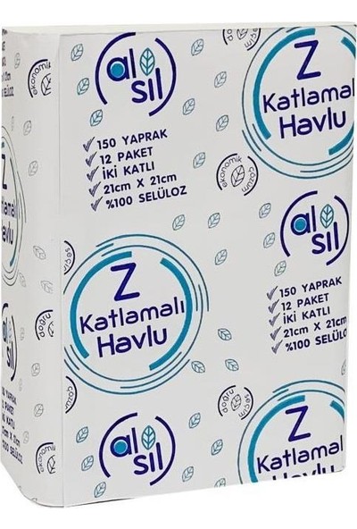 Alsil Z Katlama Dispenser Kağıt Havlu 150'LI x 12 Alsil Z Katlama Dispenser Kağıt Havlu 150'LI x 12