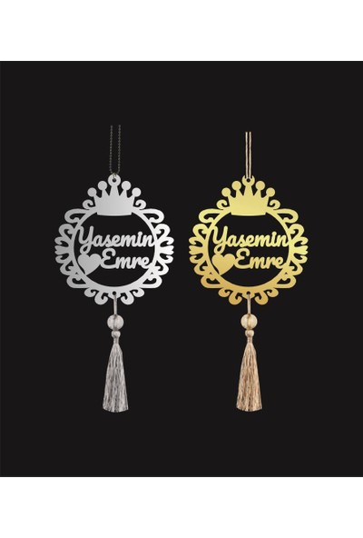 Ömr Dizayn Hediye Kişiye Özel Çift Taraflı Pleksi Araba Dikiz Aynası Süsü