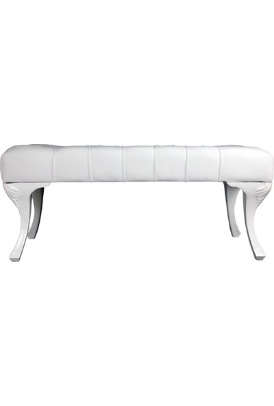İndirim Çadırı Vinda Kapitoneli Kapıönü Ayakucu Bench Puf Taş Düğme - 75 cm Beyaz