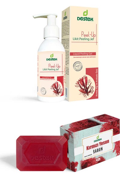 Destek Peel-Up Likit Peeling Jel ve Kırmızı Yosun Sabunu (2'li Set) Destek Peel-Up Likit Peeling Jel ve Kırmızı Yosun Sabunu (2'li Set)