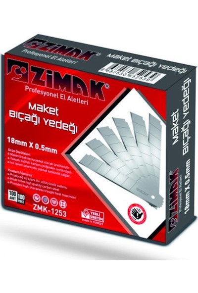 Zimak Geniş Maket Bıçağı Yedeği 100'lü ZMK-1253 Zimak Geniş Maket Bıçağı Yedeği 100'lü ZMK-1253